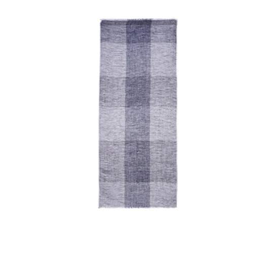 Navy Blue Checkered Mens Linen Shawl