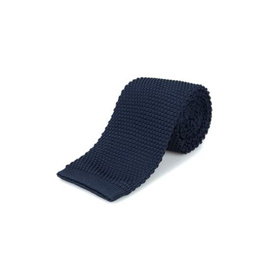 Navy Blue Knit Textured Tie