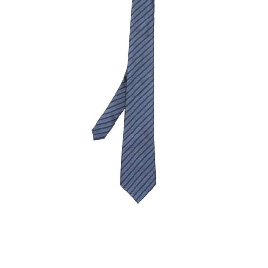 Navy Blue Striped Silk Tie