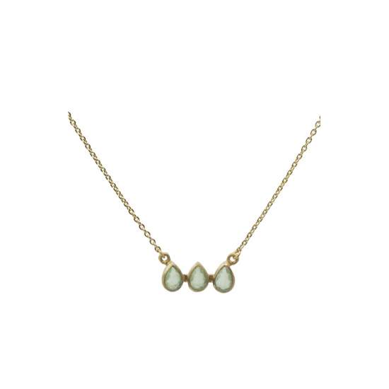 Gold Prehnite Chalcedony Stone Womens Necklace