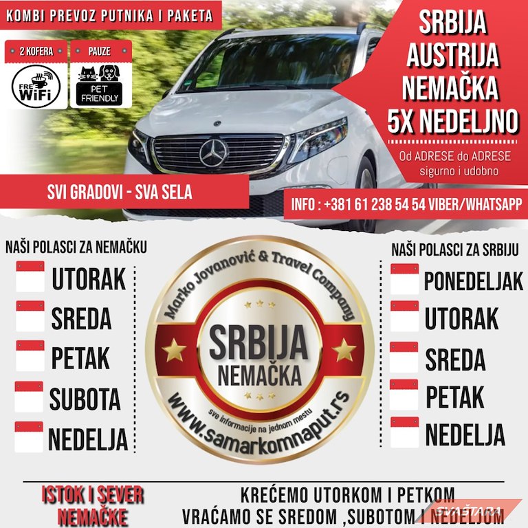 Kombi Prevoz Putnika Srbija-Austrija-Nemačka