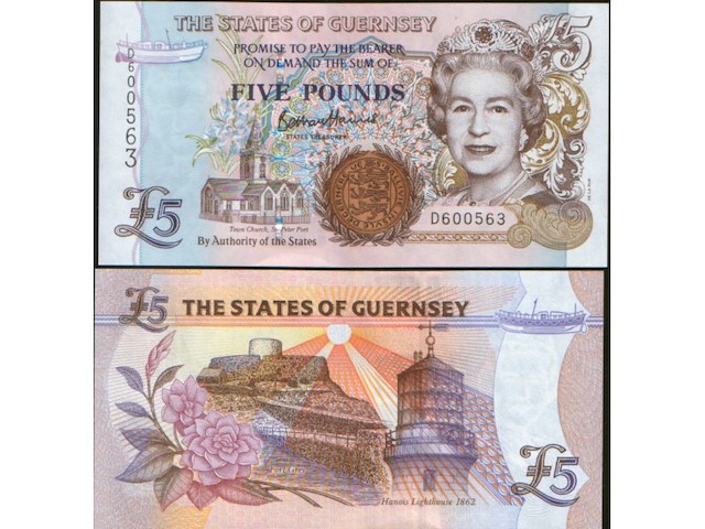 Guernsey 5 Pounds 2023. UNC.