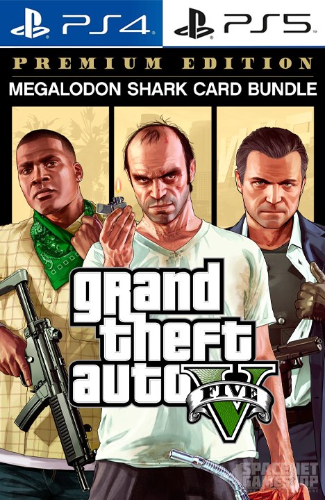 GRAND THEFT AUTO V GTA 5: PREMIUM EDITION & MEGALODON SHARK CARD BUNDLE PS4/PS5