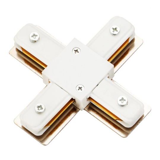 Konektor beli metalni X za šinski LED reflektor Mitea Lighting