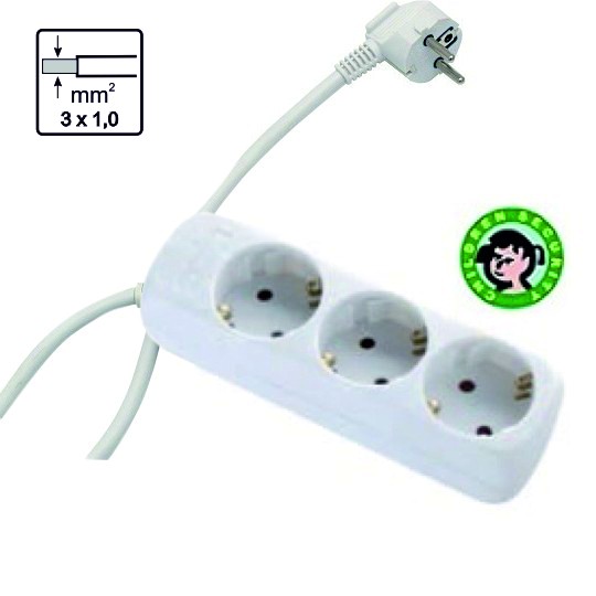 ME-PKL3-1.5M DZ 16A 250V 3680W 3x1.0mm2 prenosna nerastavna trostruka priključnica (produžni kabl) Mitea Electric