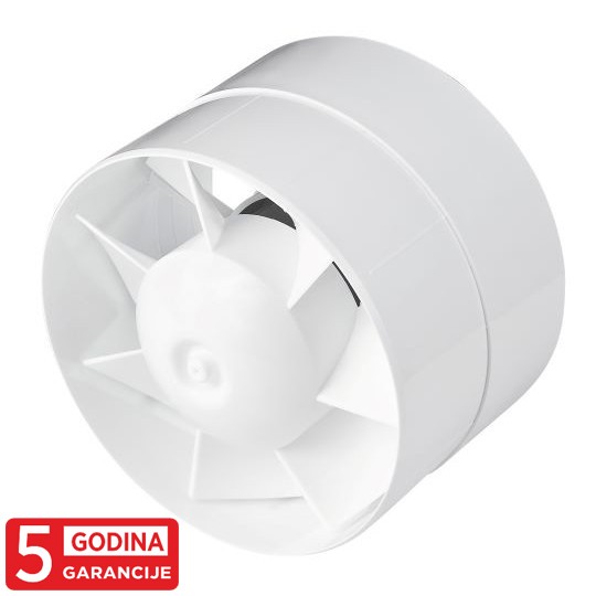 WKA125 FI125 beli cevni kupatilski aspirator-ventilator sa klemom 5Y WKA AWENTA