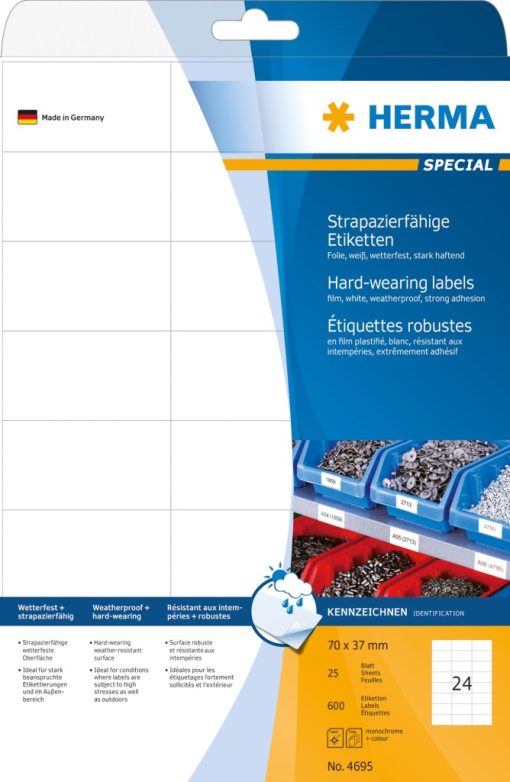 Etikete nepoderive 70×37,4 A4/24 1/25 bela