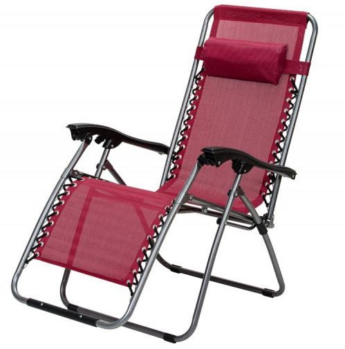 Baštenska stolica podesiva sa jastukom metalna – crvena MESSINA