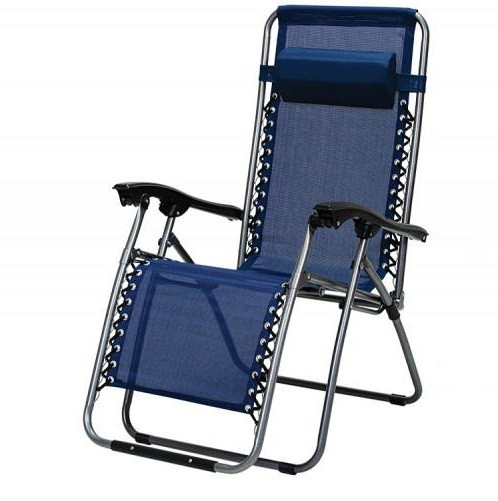 Baštenska stolica podesiva sa jastukom metalna – plava MESSINA