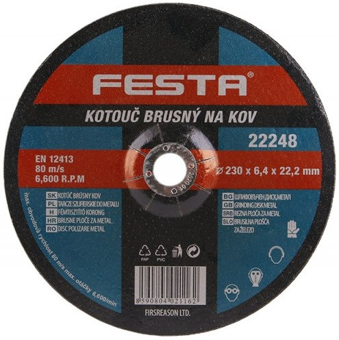 Brusna ploča za metal fi 230/6,4mm Festa