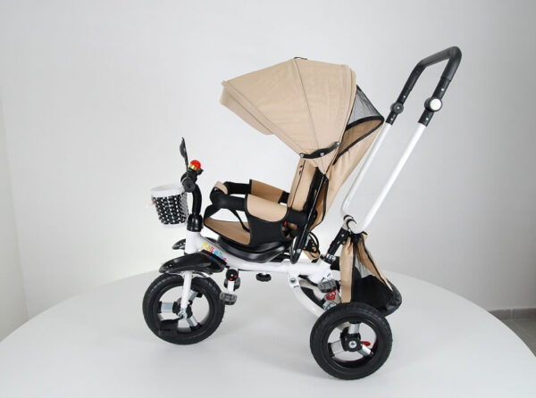 Tricikl za decu Sit & sleep sa podesivim naslonom i rotirajućim sedištem – bež, 000085