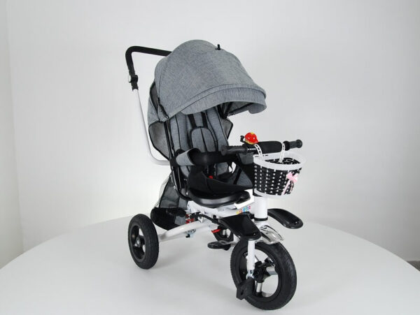 Tricikl za decu Sit & sleep sa podesivim naslonom i rotirajućim sedištem – sivi, 100092