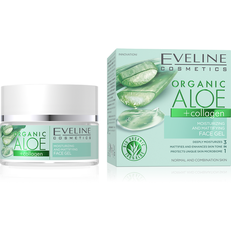 EVELINE - ORGANIC ALOE+COLLAGEN -MOISTURIZING & MATTIFYING FACE GEL 50ml