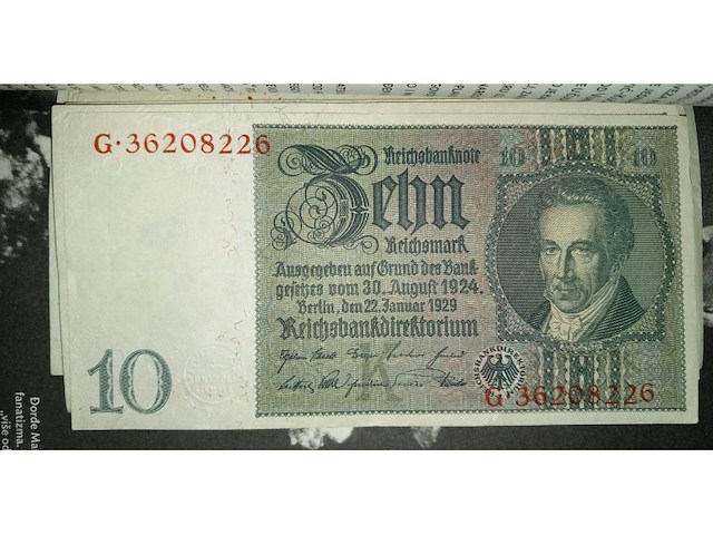 10 Reichsmark nacisticki novac