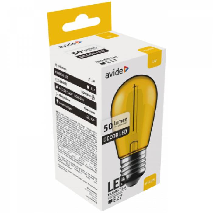 LED dekor Filament sijalica 1W E27 zuta