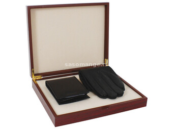 Set kožni muški 105-1 novčanik+rukavice Fornax crni