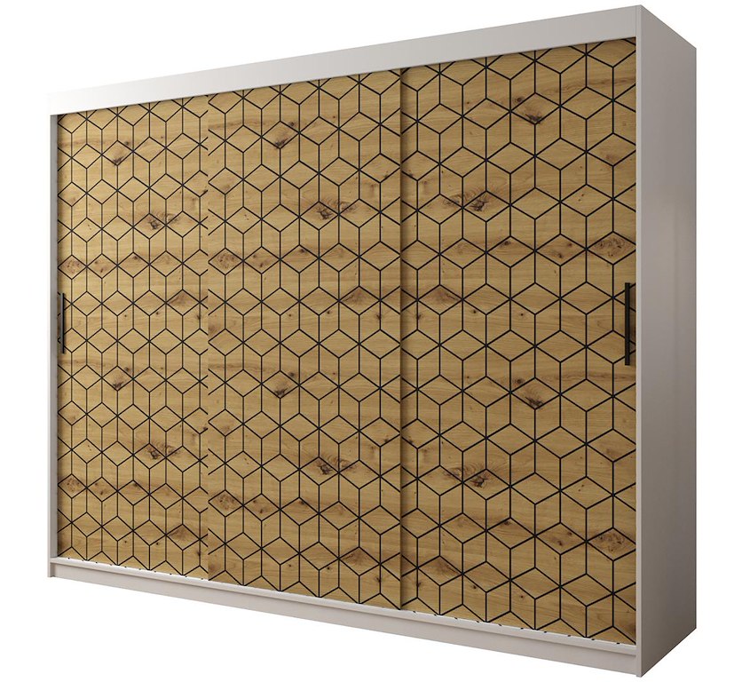 Hexagon ormar 3 vrata 250x62x200 cm natur (artisan hrast)/beli