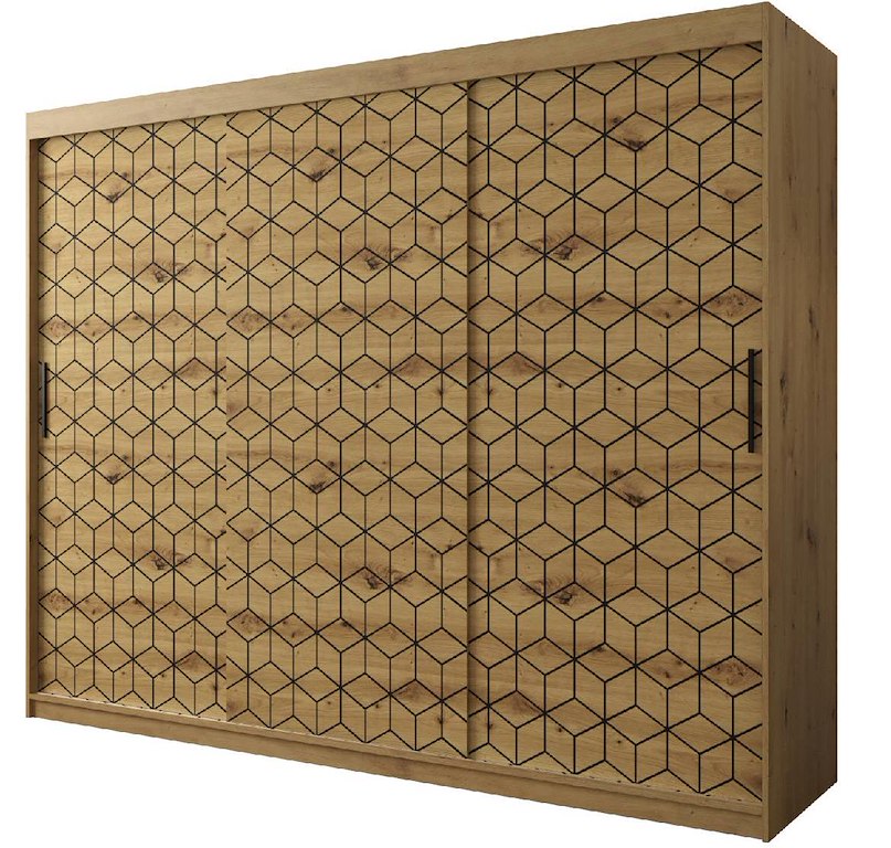 Hexagon ormar 3 vrata 250x62x200 cm natur (artisan hrast)