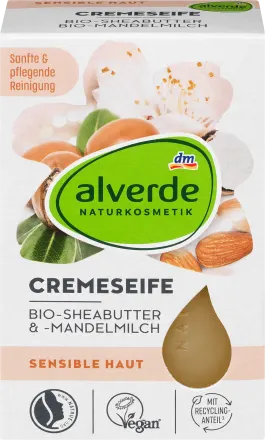 alverde NATURKOSMETIK
Čvrsti sapun, sa ši puterom i bademovim mlekom., 100 g