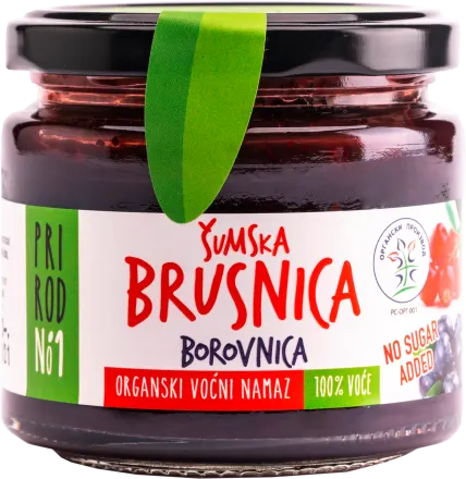 PRIRODNo1
ORGANSKI VOĆNI NAMAZ - ŠUMSKA BRUSNICA BOROVNICA, 200 g