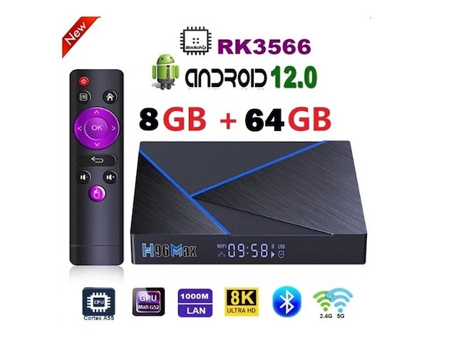 Android tv boks- H96MAX V56 - 8/64gb - 1000M- 8K- OS12