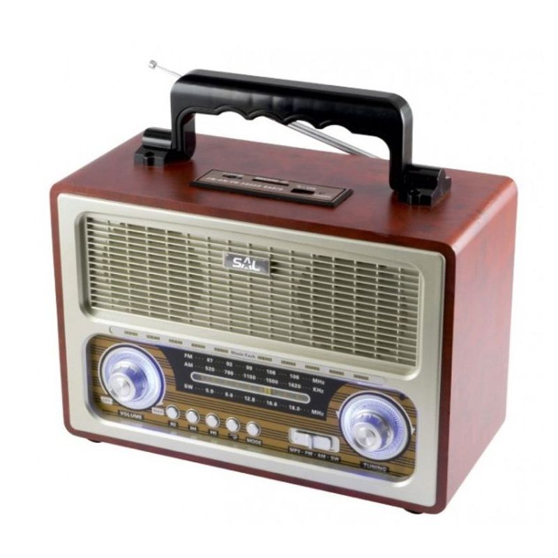 Radio prijemnik RRT3B prenosni retro 2x3W, FM, USB, microSD, Bluetooth, baterija 1300mAh