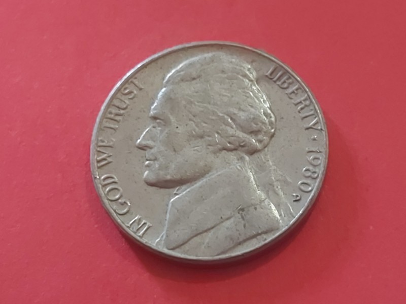 USA - five cents 1980 god d