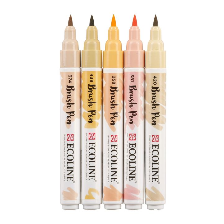 Akvarel olovke Ecoline Brush Pen Beige Pink | Set od 5 komada