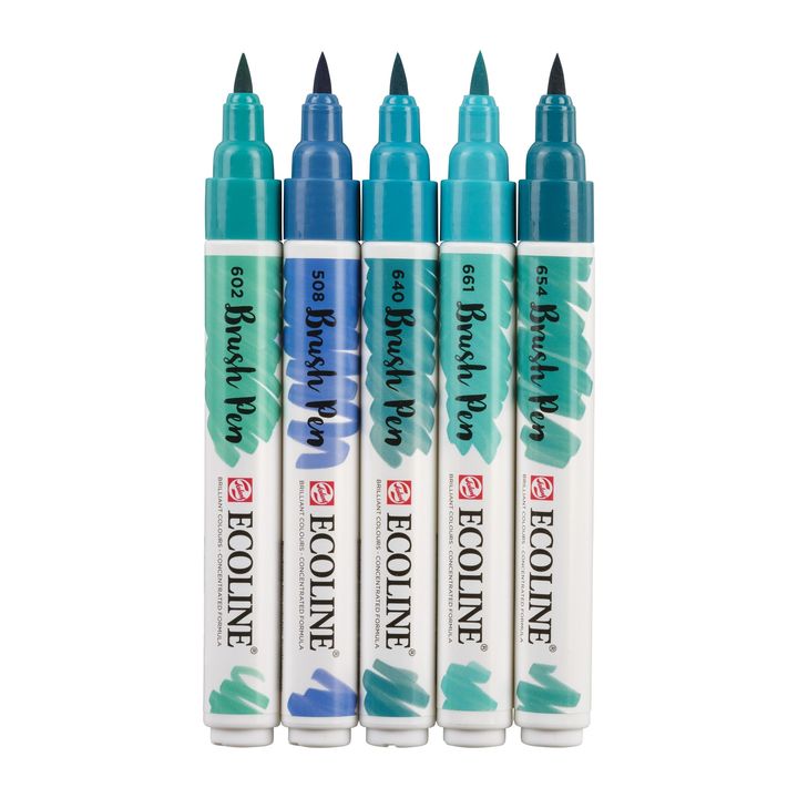 Akvarel olovke Ecoline Brush Pen Green Blue | Set od 5 komada