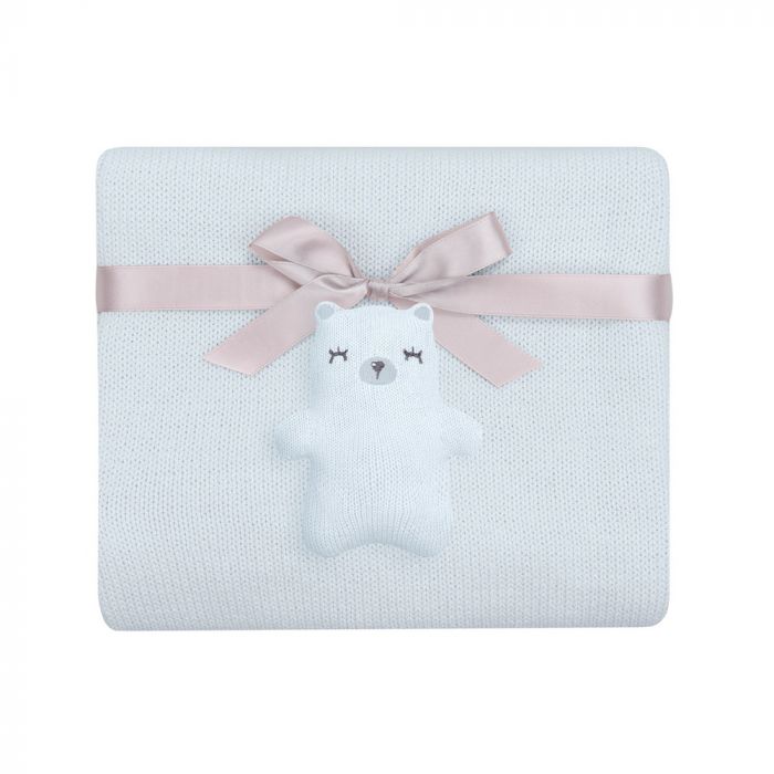 Kikka Boo Pleteno bebi ćebence 75×100 Bear with me Blue KKB11051