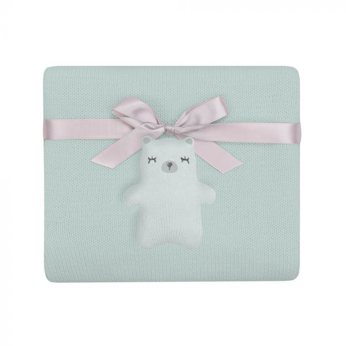 Kikka Boo Pleteno bebi ćebence 75×100 Bear with me Mint KKB11050