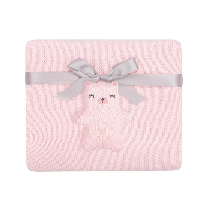 Kikka Boo Pleteno bebi ćebence 75×100 Bear with me Pink KKB11049