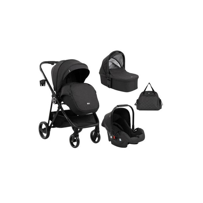 KikkaBoo kolica Gianni 3in1 set sa autosedištem i tvrdom korpom black ( KKB10206 )