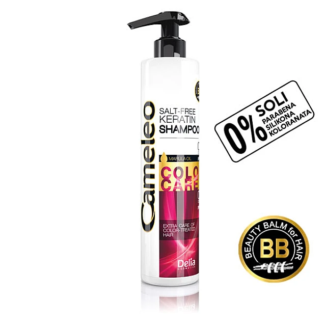 ŠAMPON SA KERATINOM I MARULA ULJEM ZA FARBANU I POSVETLJENU KOSU BEZ SULFATA CAMELEO BB COLOR CARE 250 ML - DELIA