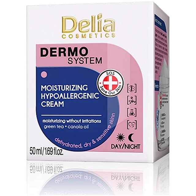 DERMO SYSTEM Krema za lice sa zelenim čajem i vitaminom E za osetljivu kožu 50 ml - DELIA