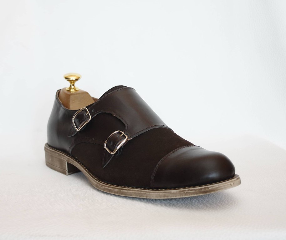 Plitke double monk cipele K4000/G čokolada braon kombinacija