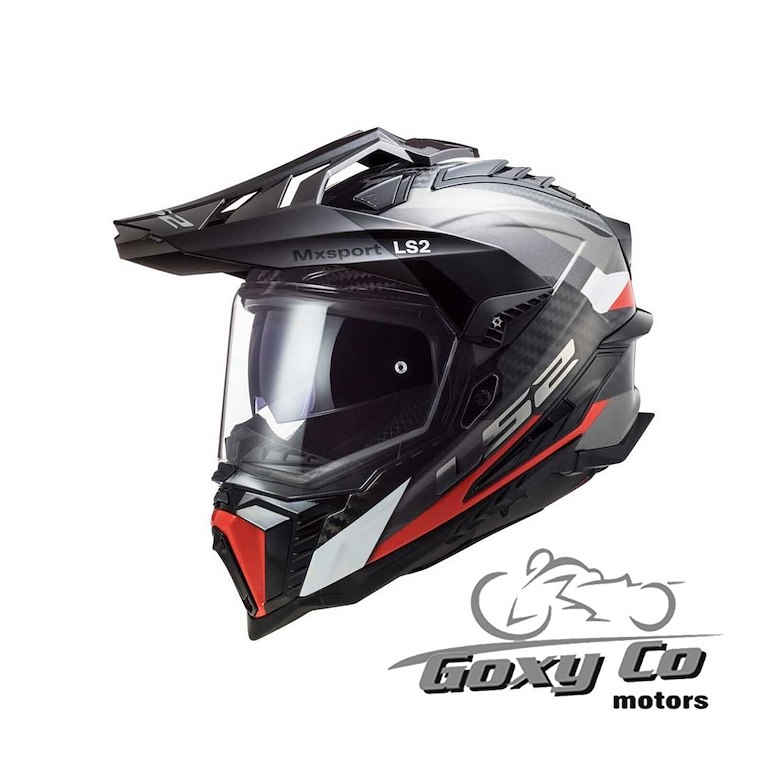 Kaciga LS2 Cross MX701 EXPLORER FRONTIER CARBON crveno bela