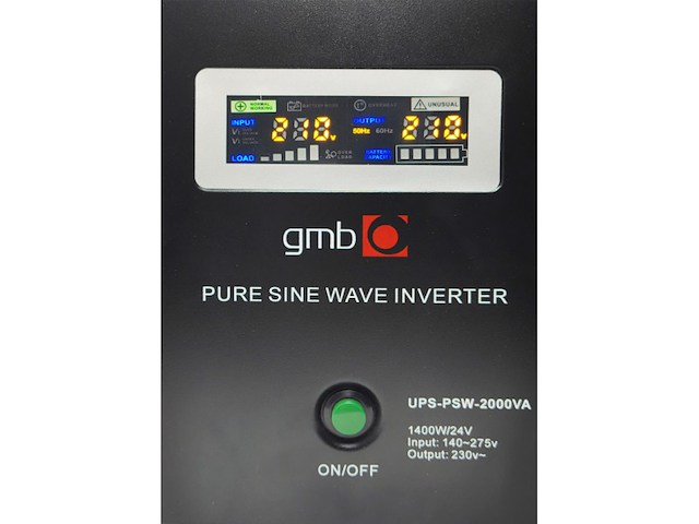 UPS-PSW-2000VA GMB LONG, cist sinusni pretvarac sa produzenom autonomijom 1400W-220V/24V