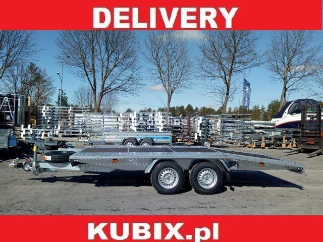 Nova Kubix twin-axle car hauler, dovetail, 450×200, plywood inside, GV prikolica sa niskom platformom