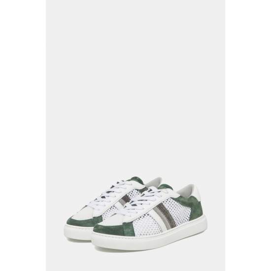 Fabiana Filippi GREEN-WHITE LEATHER SNEAKER