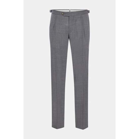 Vakko PLEATED GRAY WOOL PANTS