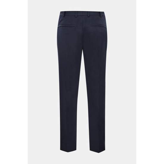 Vakko SINGLE PLEATED NAVY BLUE COTTON TROUSERS