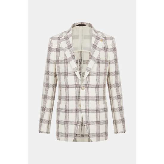 Vakko ECRU CHECK JACKET