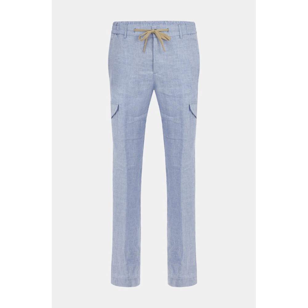 Vakko CARGO LINEN BLUE PANTS WITH POCKETS