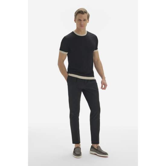 Vakko COTTON BLACK SEERSUCKER PANTS