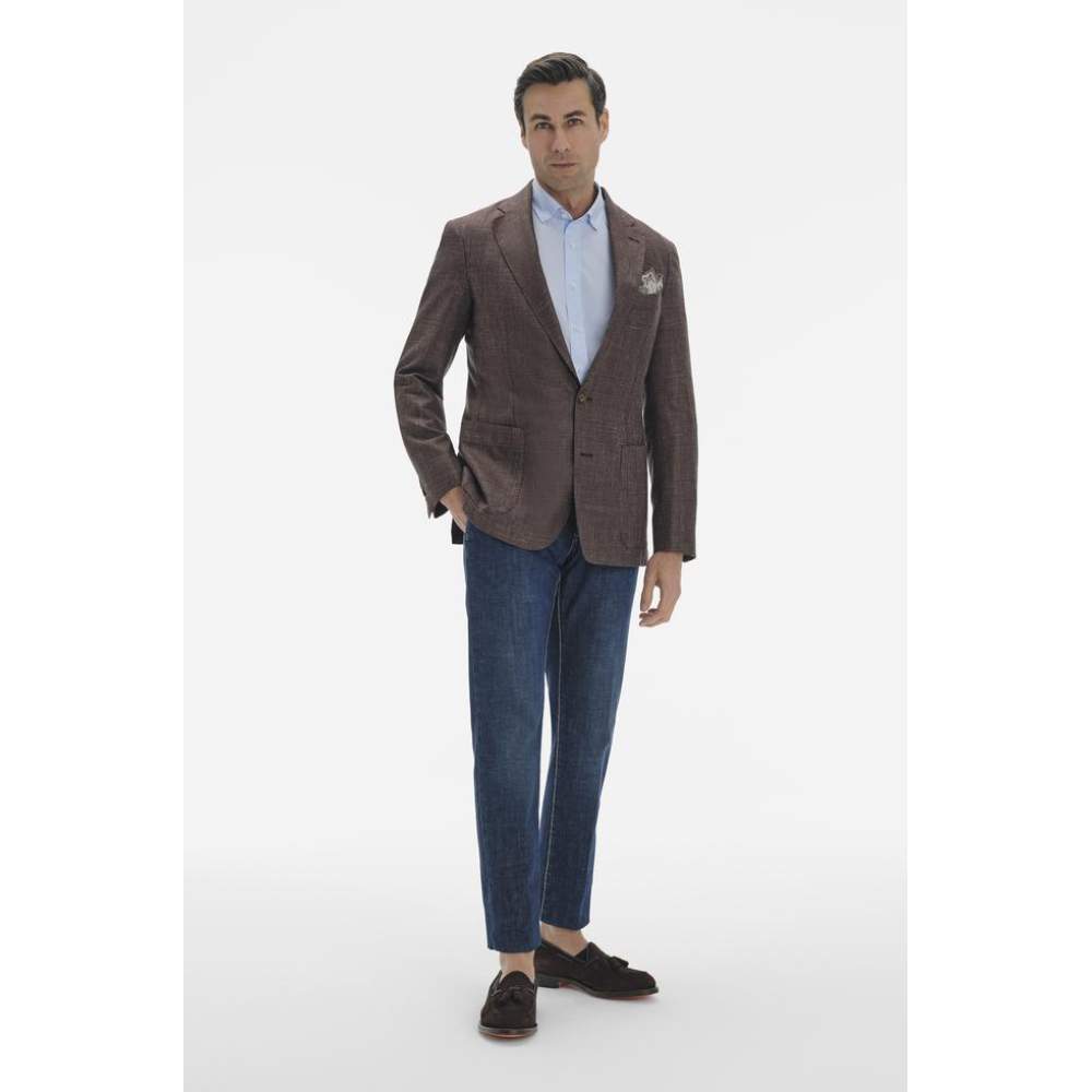 Vakko BROWN SILK - LINEN JACKET