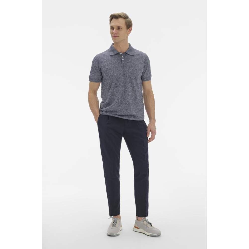 Vakko COTTON NAVY BLUE TROUSERS WITH ZIPPER