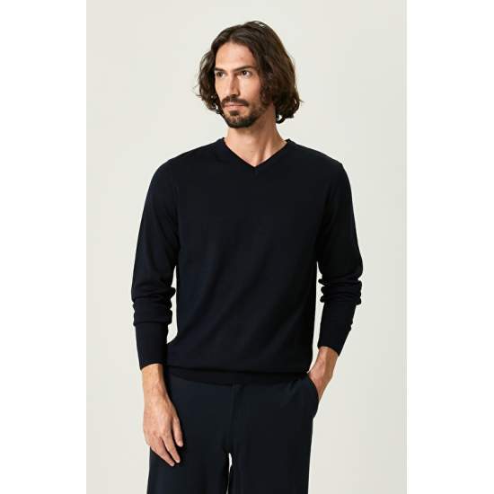 Navy Blue Wool Sweater