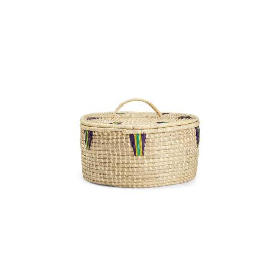 Vakko PURPLE PATTERNED COVERED JUTE BASKET L