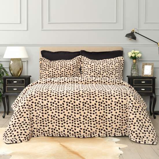 Karaca Home Fluffy Leopard Double Fur Bedspread